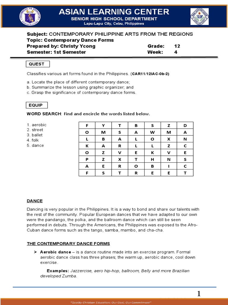 Cpar Week 4 | PDF | Dances | Performing Arts