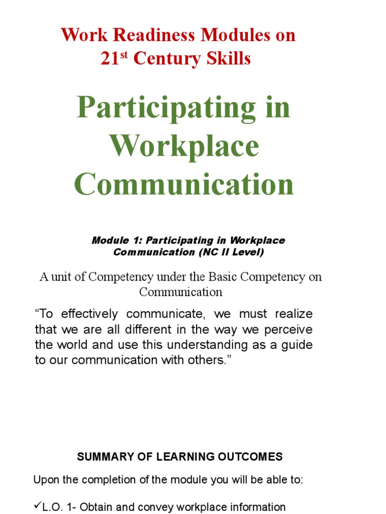 Participate in Workplace Communication | PDF