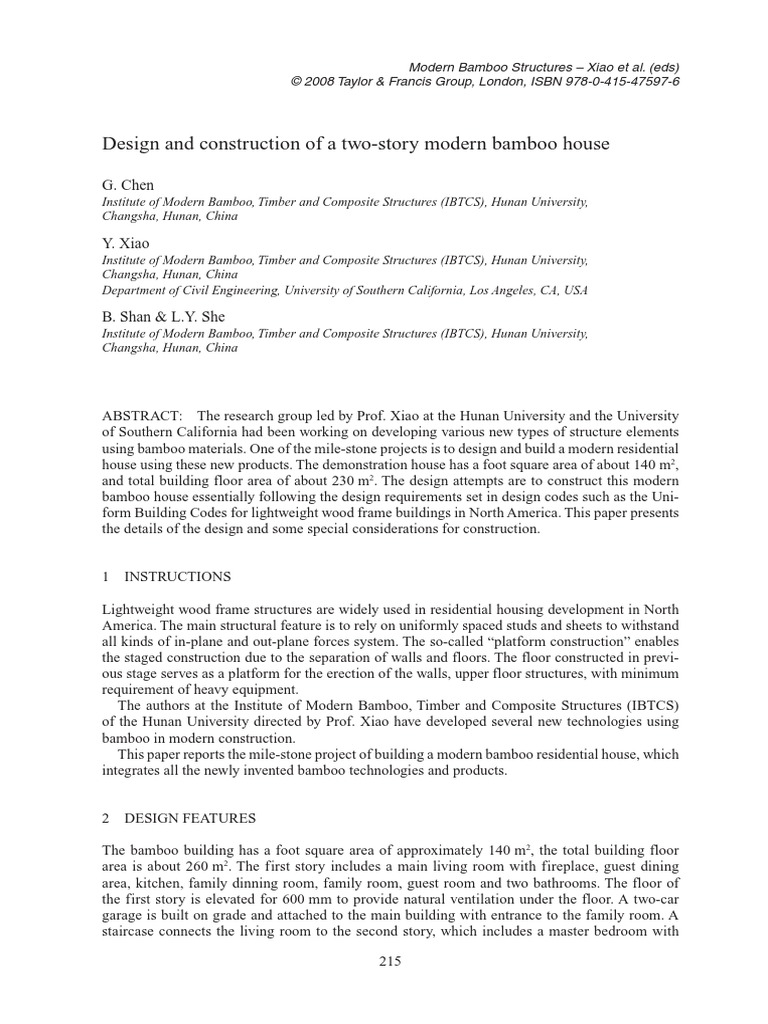 Construction of Bamboo House | PDF | Framing (Construction) | Wall