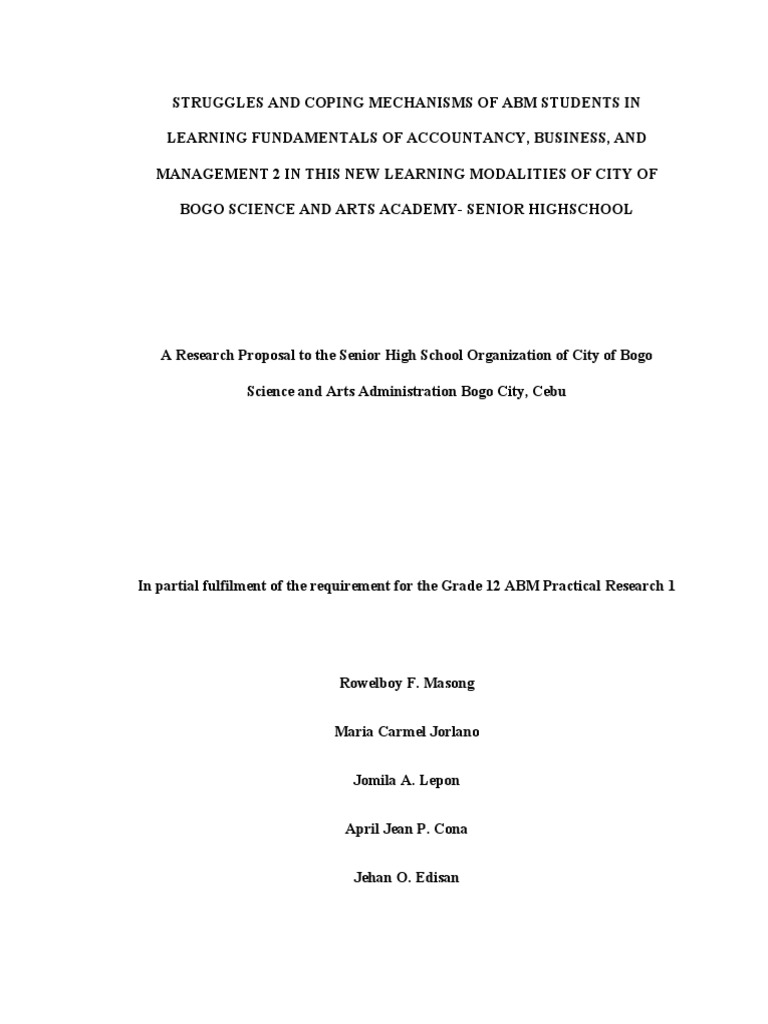 CHAPTER 1 Struggles and Coping Mechanisms of ABM Students | PDF ...
