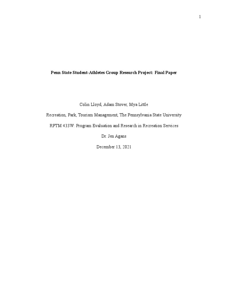 RPTM 433w Group Research Paper Final Paper | PDF | National Collegiate ...