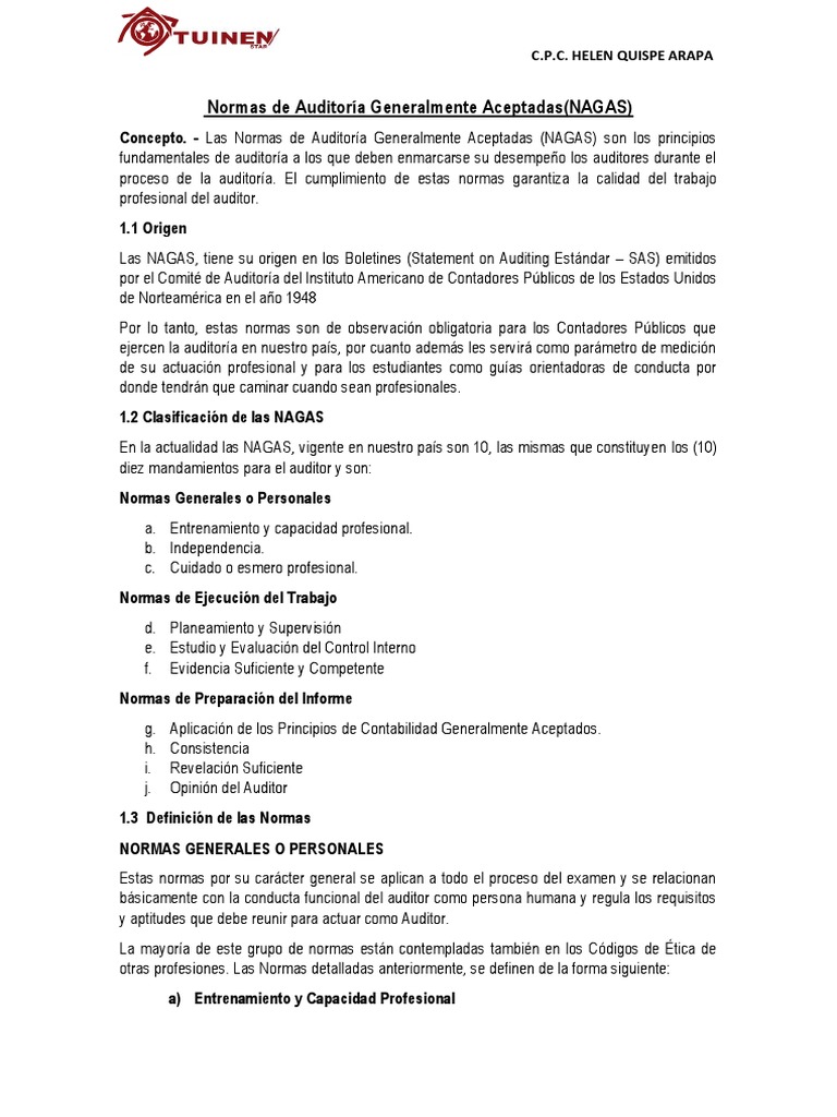 Normas de Auditoría Generalmente Aceptadas | PDF | Auditoría | Contralor
