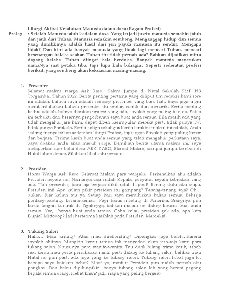 Liturgi Akibat Kejatuhan Manusia Dalam Dosa | PDF