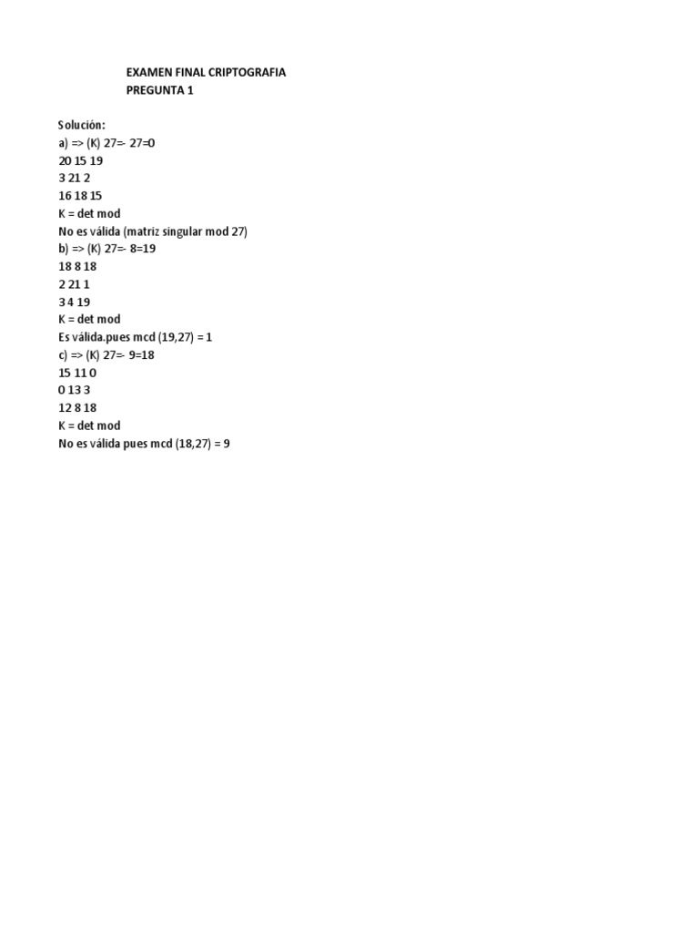 Examen Final Criptografia | PDF | Cifrado | Ingeniería de seguridad