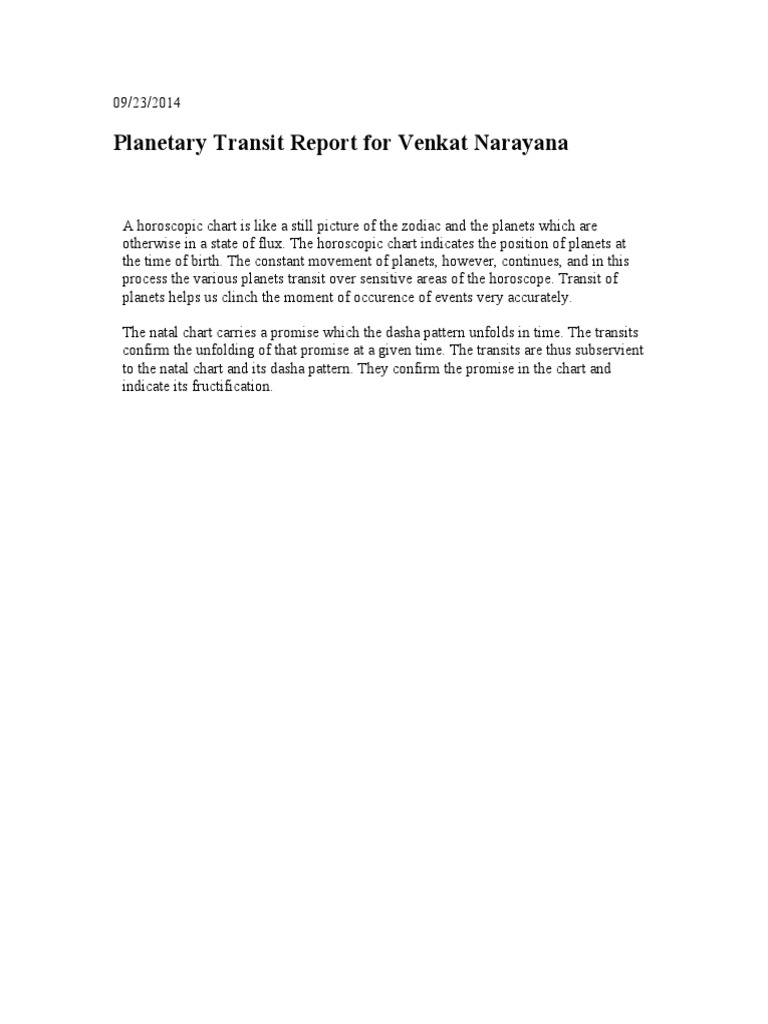 Planetary Transit Reports | PDF | Planets In Astrology | Horoscope