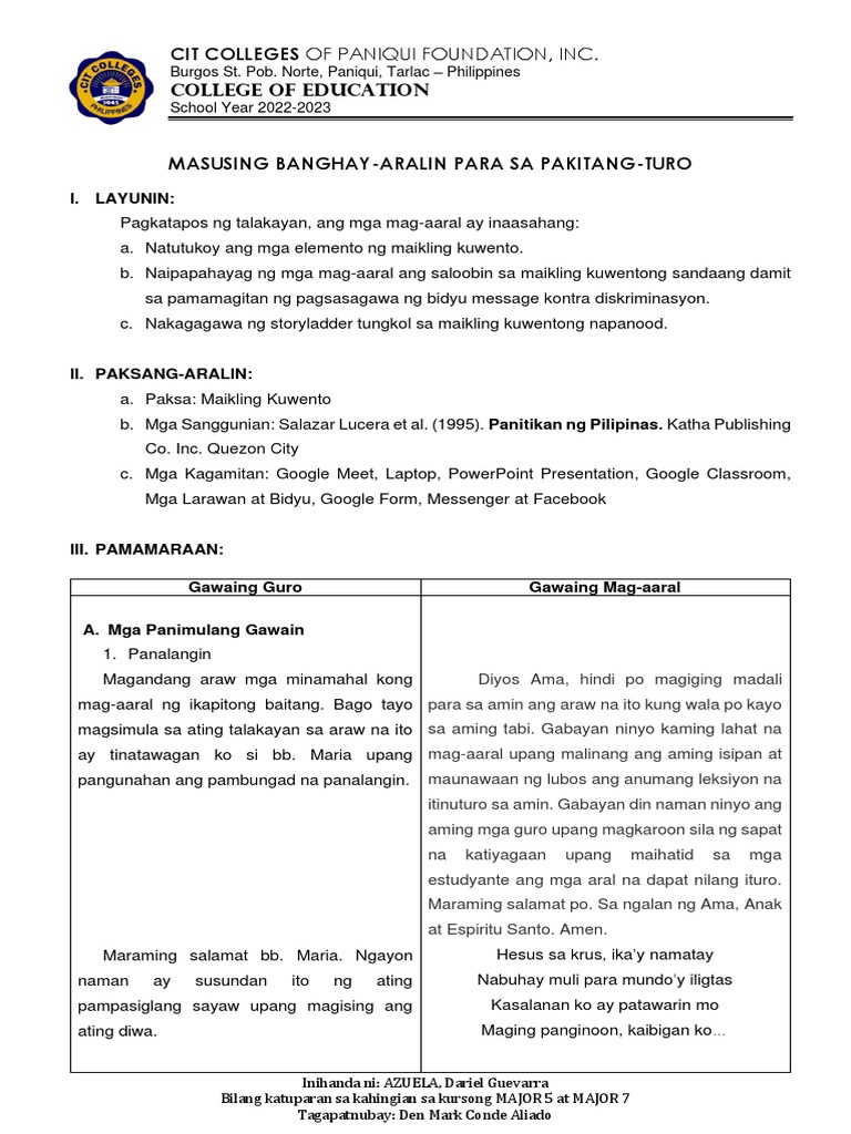 Masusing Banghay Aralin - Filipino 7 | PDF