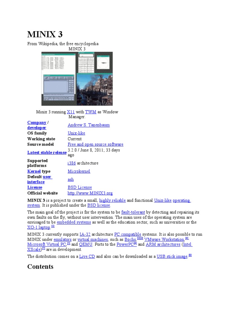 Minix 3 Download Free Pdf Kernel Operating System Unix Variants