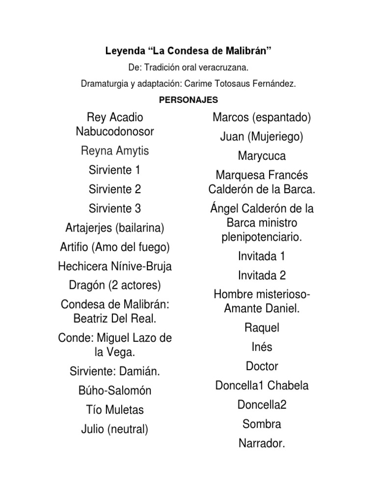 Leyenda de la Condesa de Malibrán | PDF | Amor