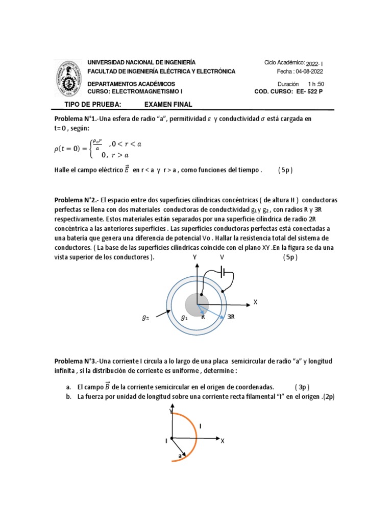 Ex - Final EE 522P | PDF | Corriente eléctrica | Electricidad