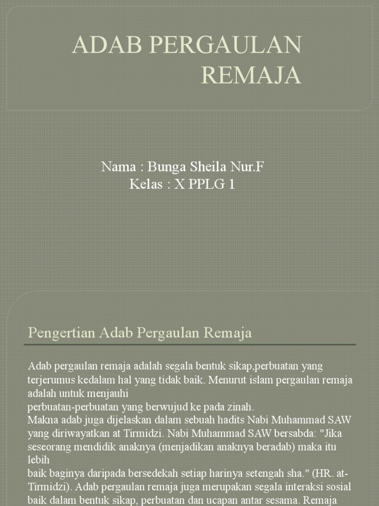 Adab Pergaulan Remaja dalam Islam | PDF | Gaya Hidup