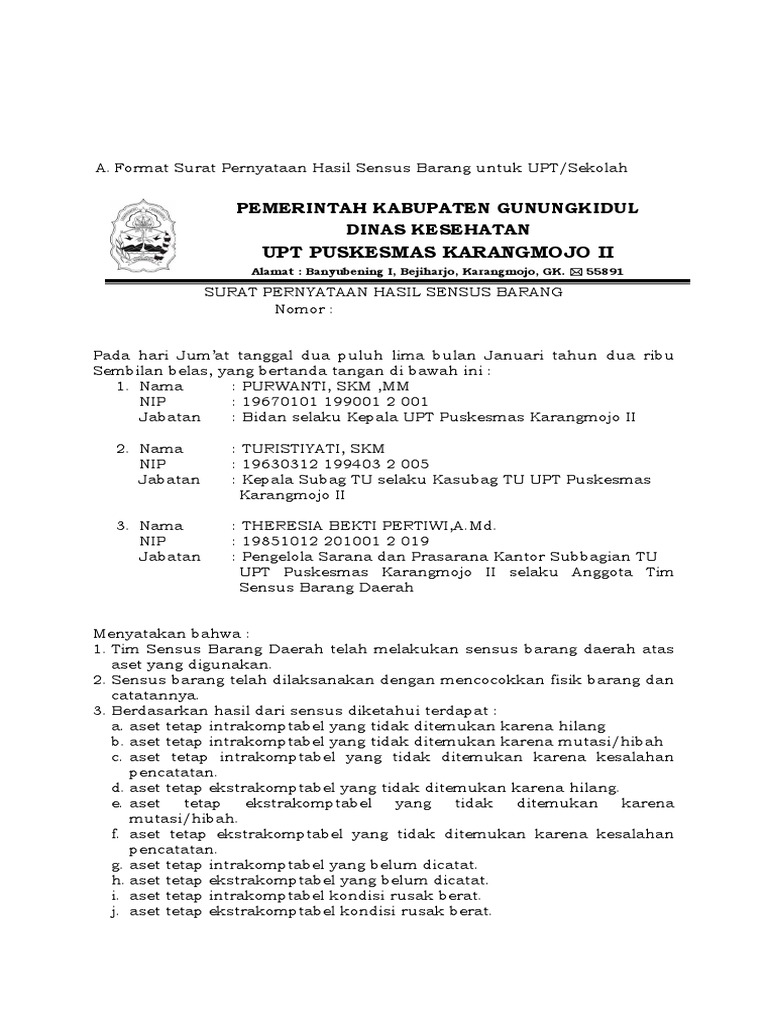 Format Surat Pernyataan UPT | PDF
