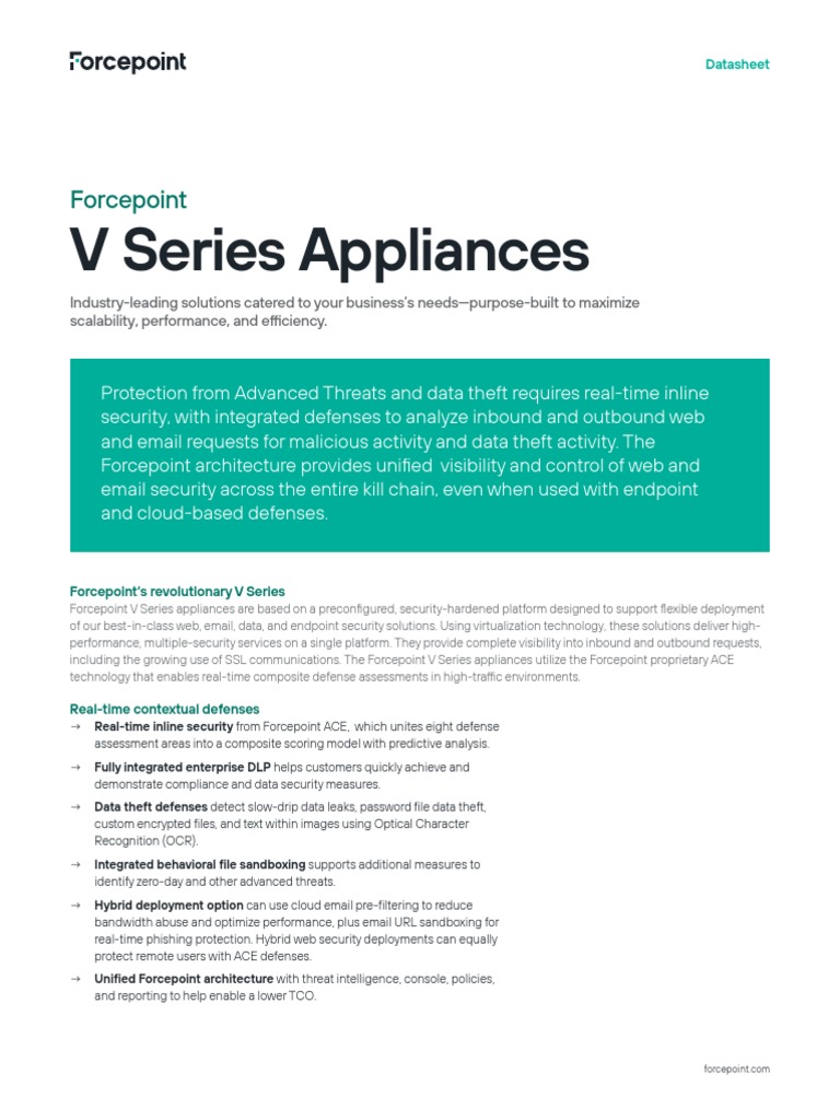 Datasheet Forcepoint V Series Appliances en | PDF | Security | Computer Security