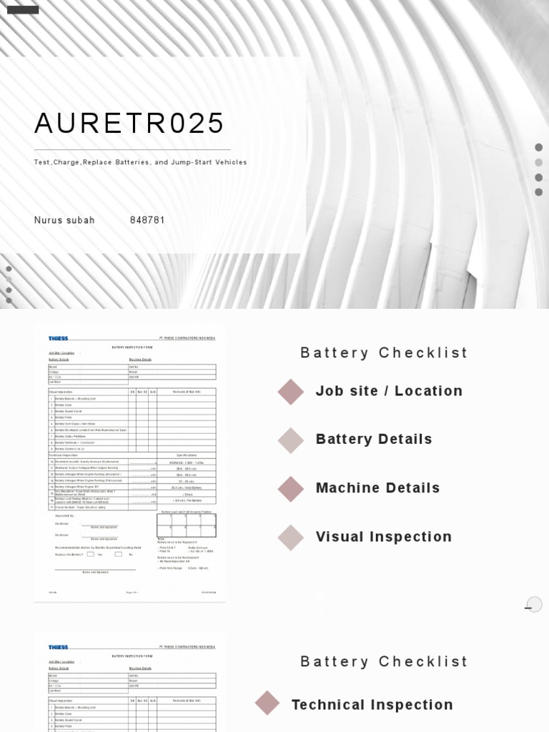 Nurus Subah (848781) - Battery Checklist | PDF