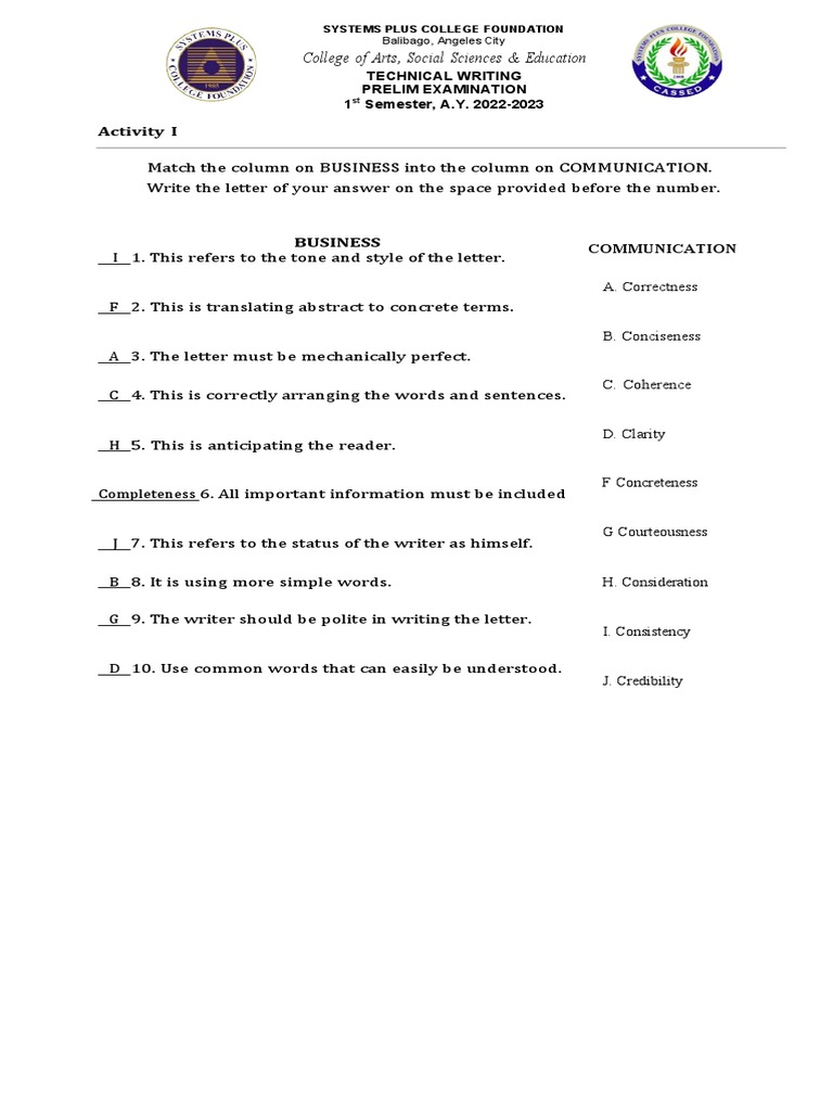 EL 117 Midterm Activities | PDF | English Language | Word