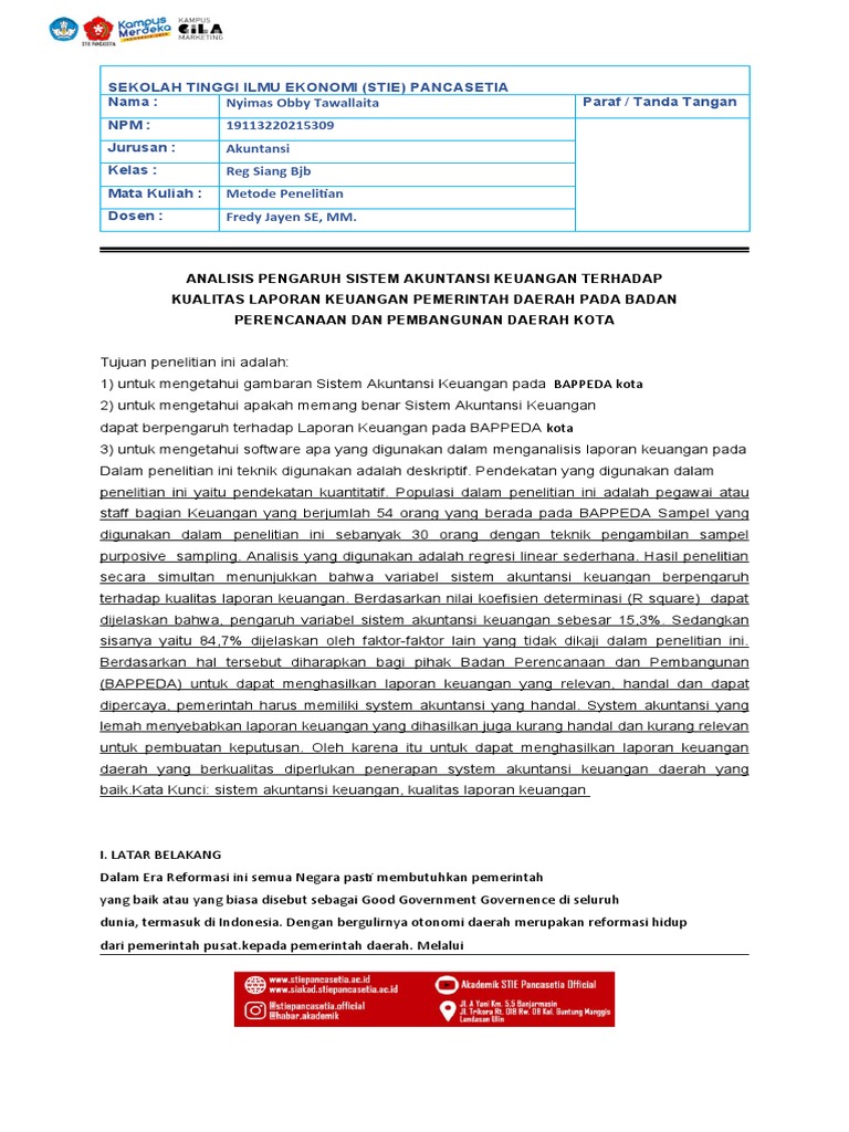 Metode Penelitian Nyimas Obby Tawallaita | PDF