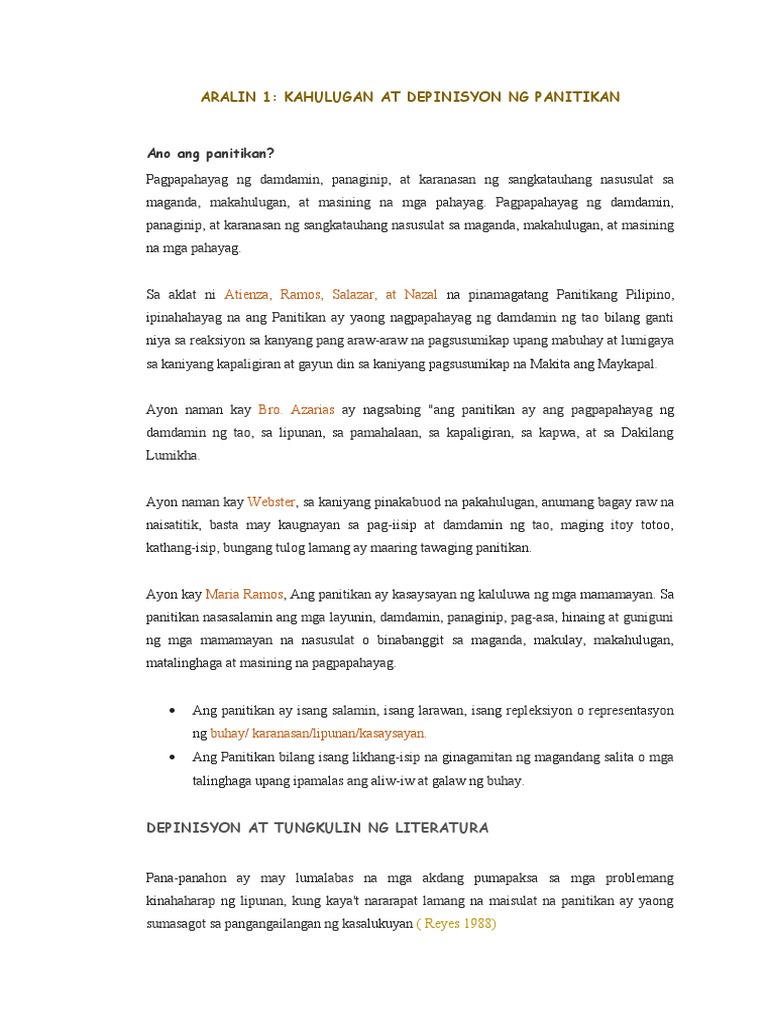 Panitikan Lesson 1-3 Notes | PDF