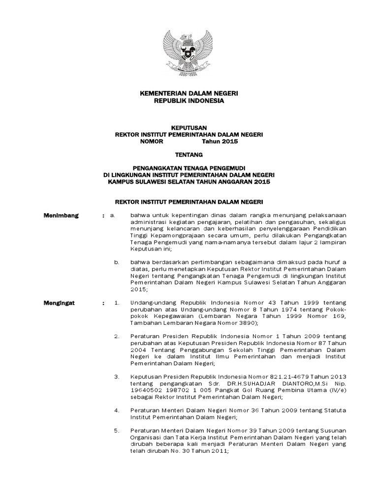 SK Rektor Pengemudi | PDF