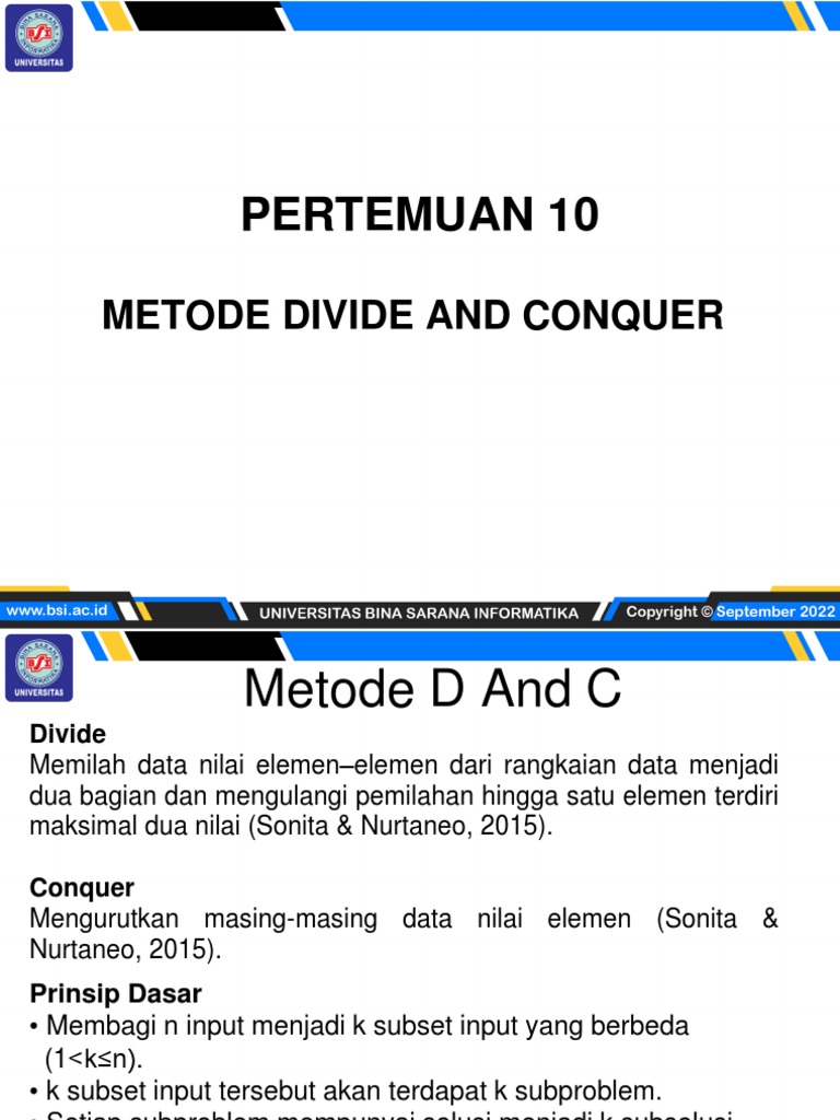 Metode Divide and Conquer: Pengantar dan Implementasi | PDF