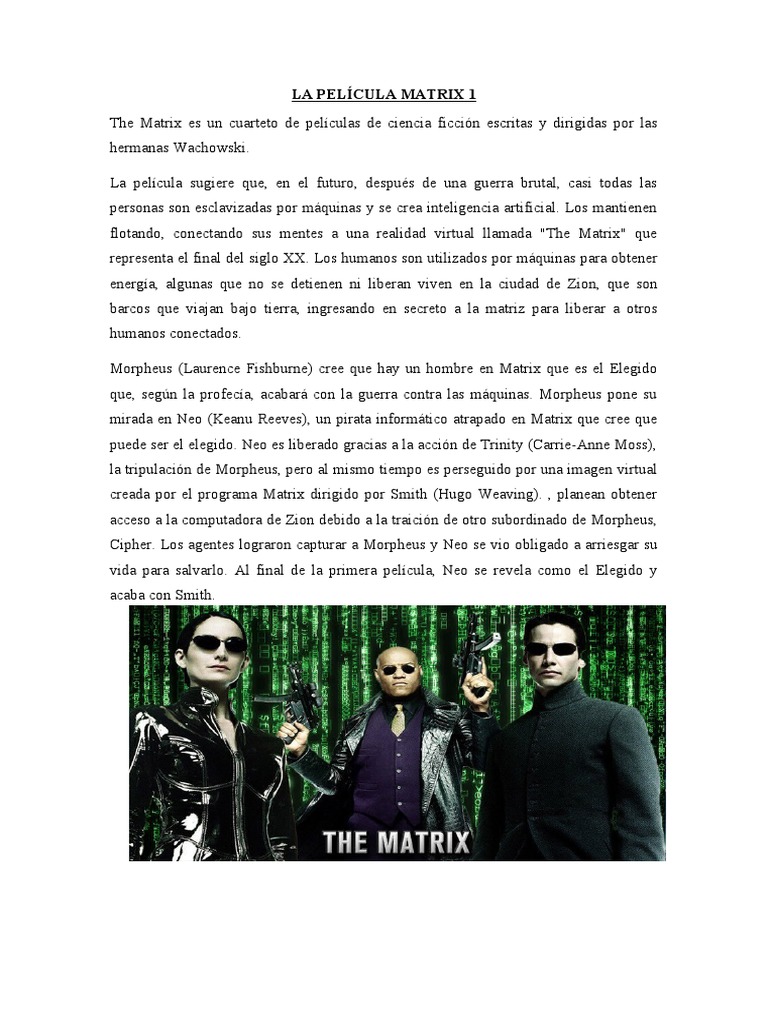 Trabajo La Película Matrix 1 | PDF
