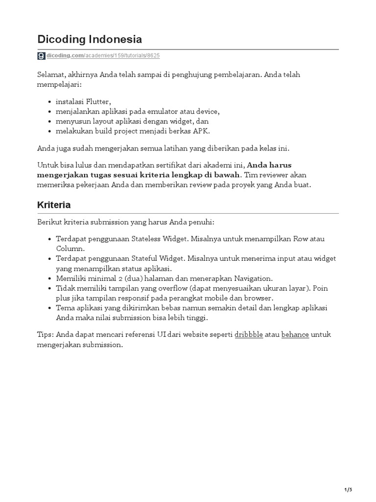 Proyek Flutter Dicoding | PDF