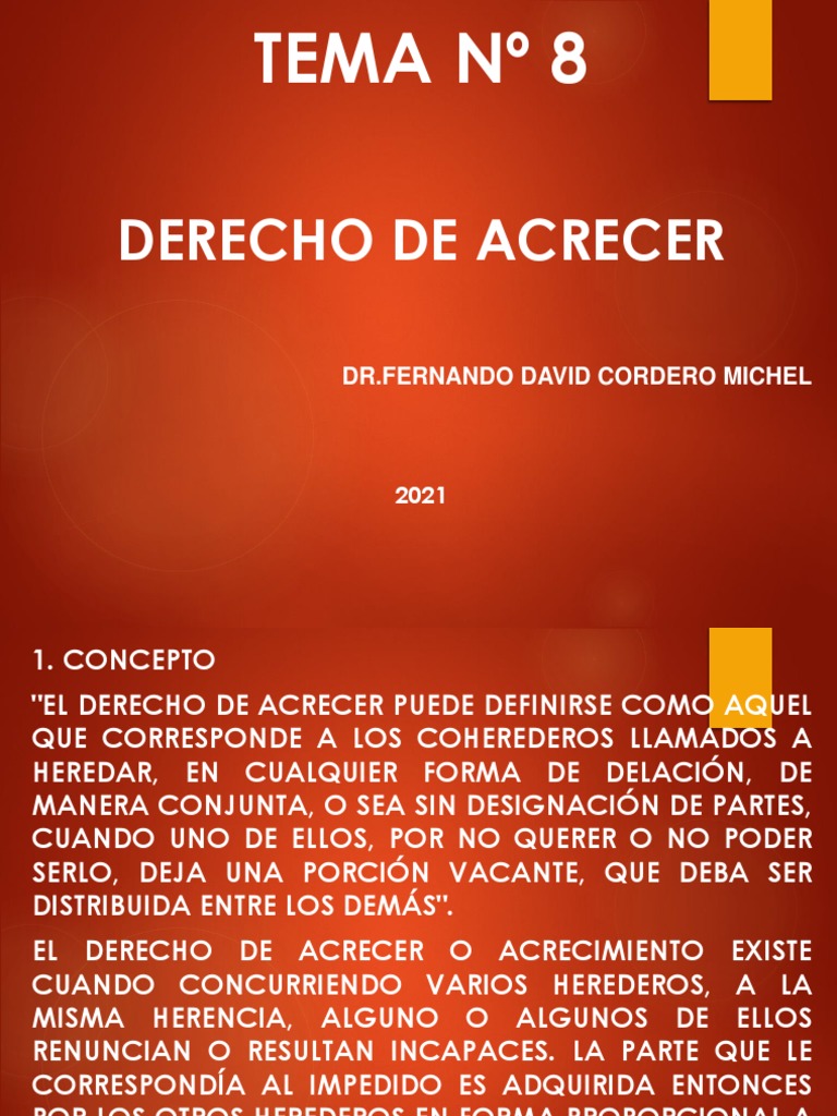 Tema 8 Civ V Derecho de Acrecer | PDF | Herencia | Legado
