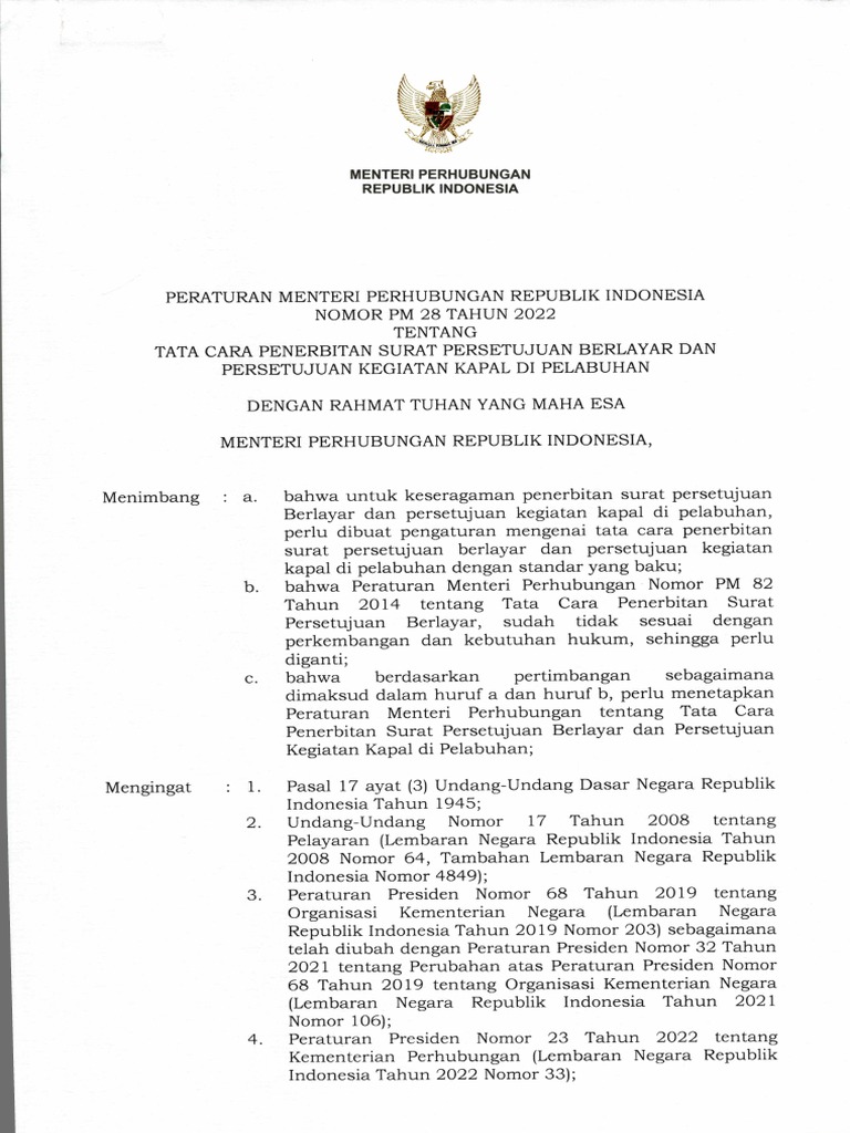 Pm 28 Tahun 2022 Spb Spkk | PDF
