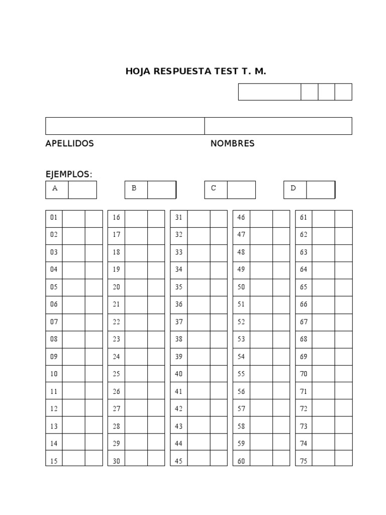 HOJA DE RESPUEST Y CORRECCIÓN Test_Multifactorial