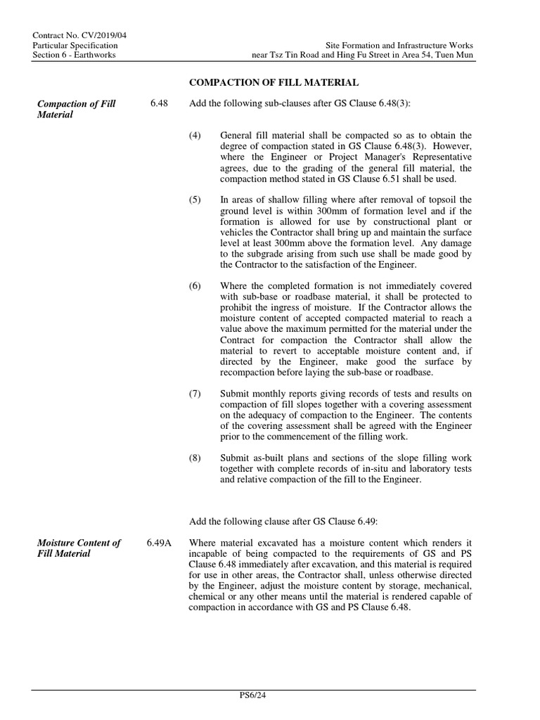 PS - Compaction of Fill Material | PDF | Road | Civil Engineering
