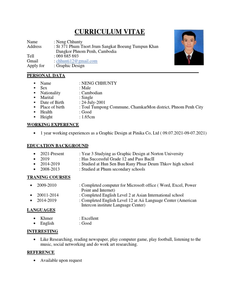 Curriculum Vitae: Personal Data | PDF | Career & Growth