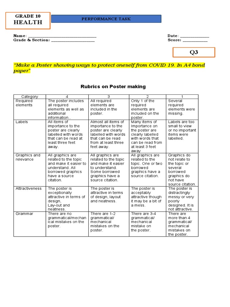 Performance Task Rubric in Mapeh | PDF | Grammar | Human Communication
