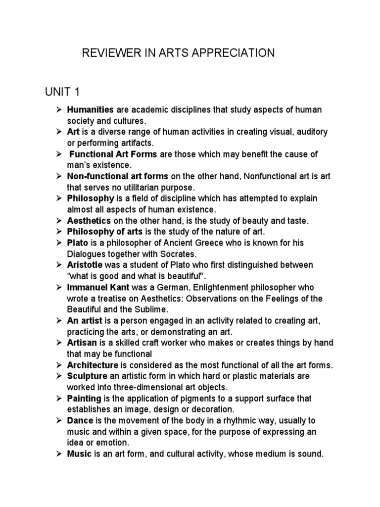 Reviewer in Arts Appreciation | PDF | Pastel | Dances