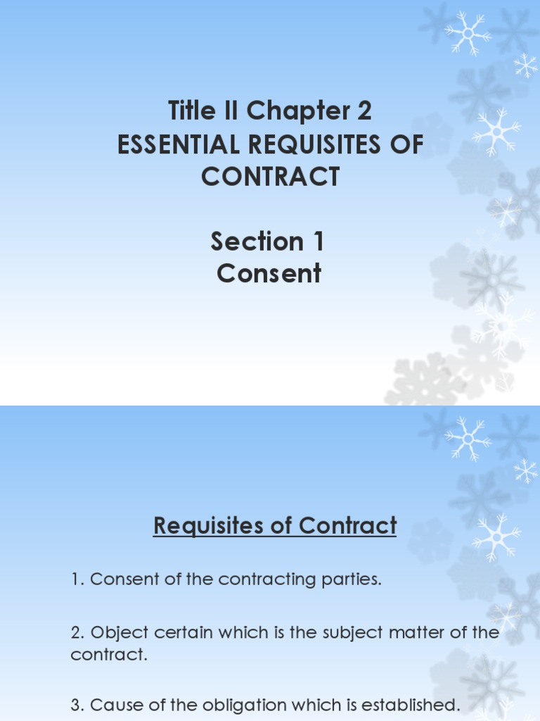 Articles 1319 1346 Essential Requisites of Contracts Consent or Meeting ...