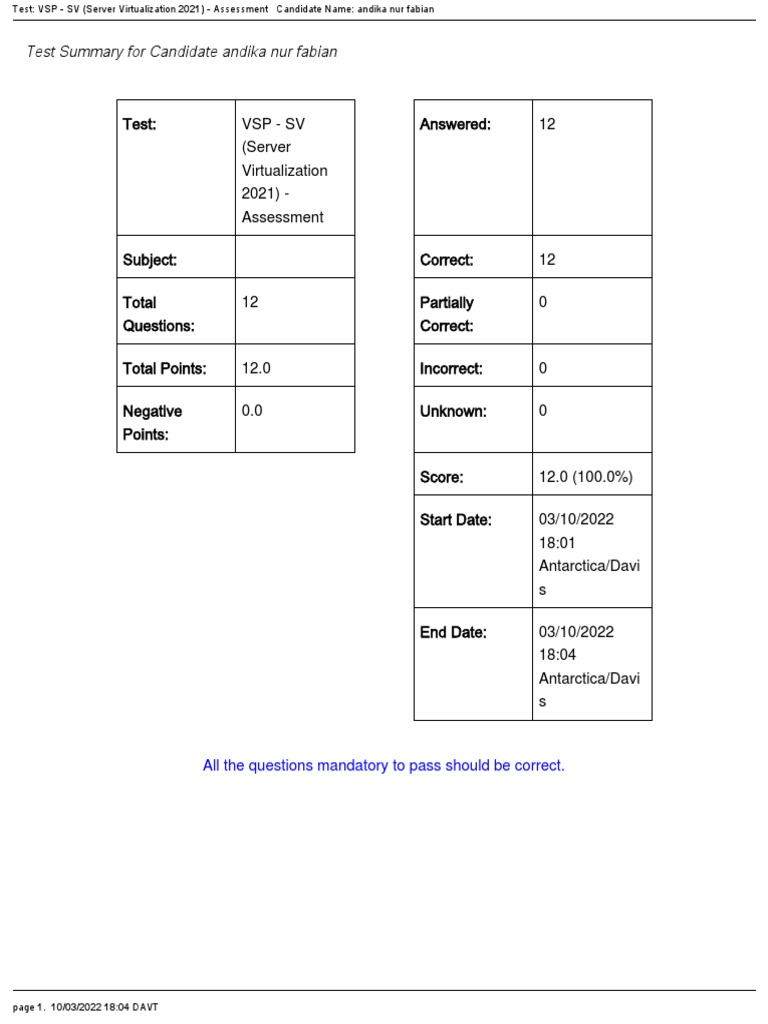 VSP - SV (Server Virtualization 2021) Exam | PDF | Tests | Standardized ...
