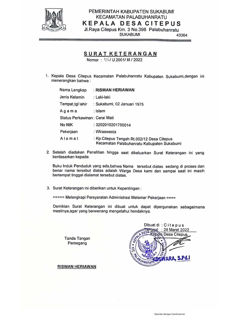 Surat Keterangan Domisili | PDF