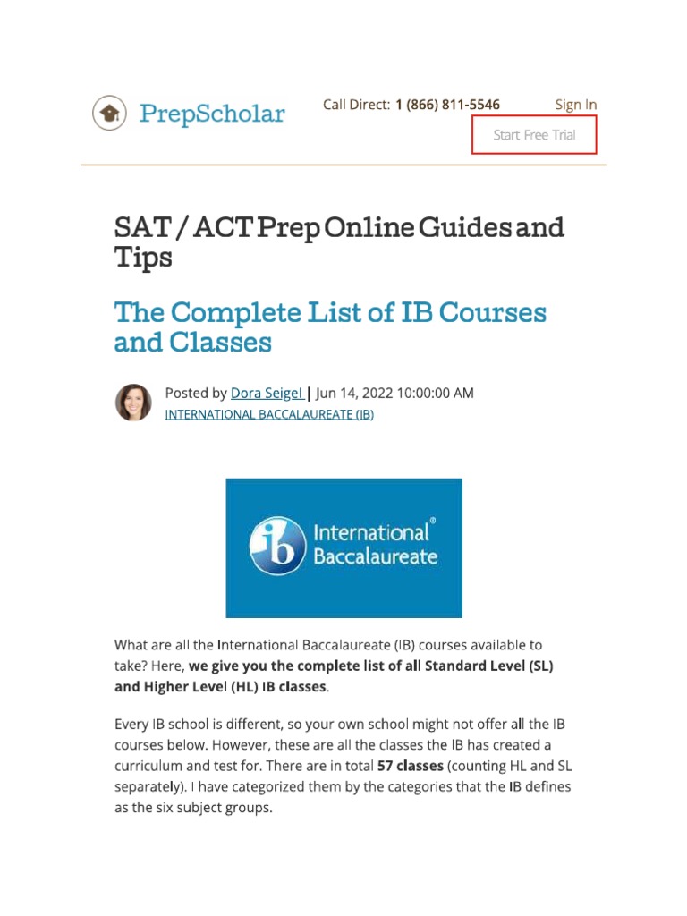 IBDP Full Subject List | PDF