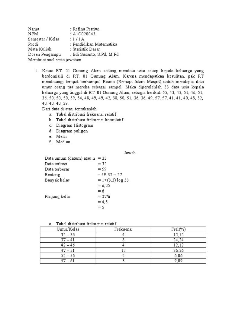 Finally Tugas Statistik Dasar Refina | PDF