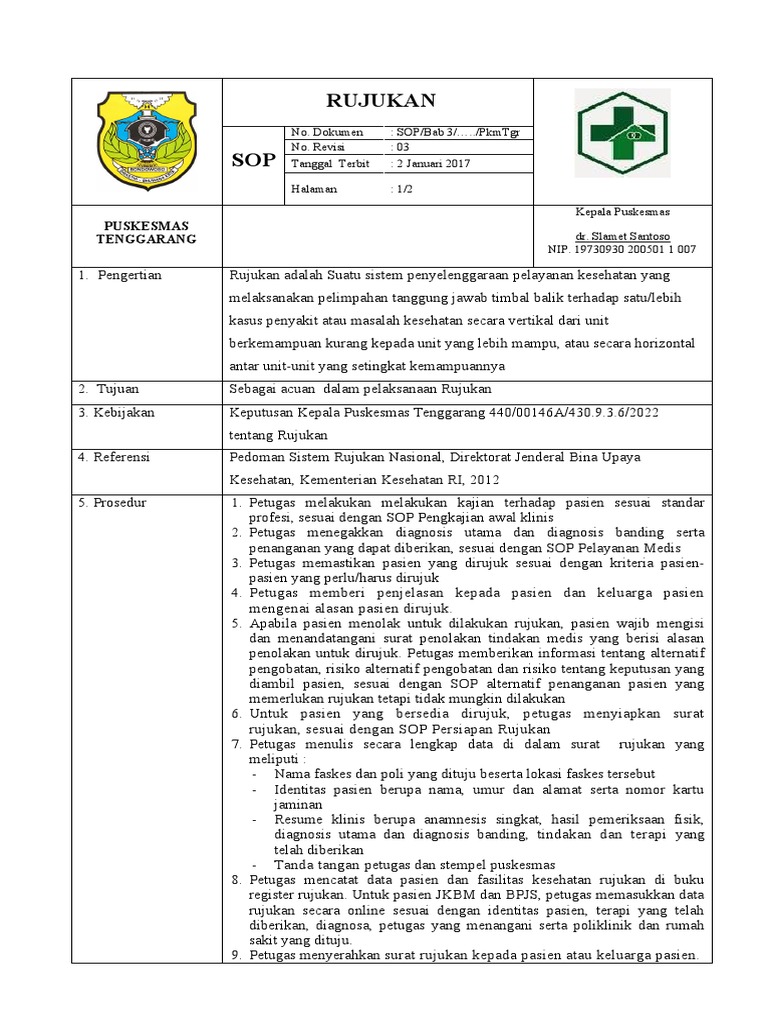 Sop Rujukan Fix | PDF