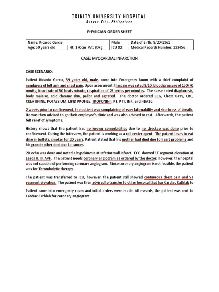 Myocardial Infarction Case Scenario Pdf