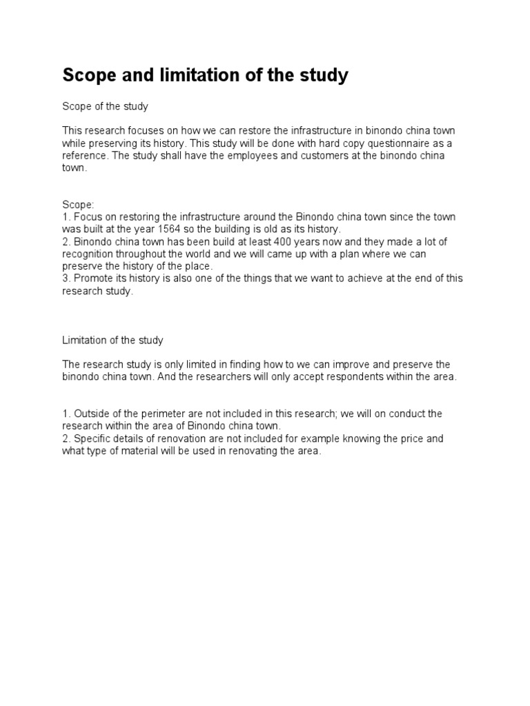 Scope and Limitation of The Study | PDF | Science & Mathematics