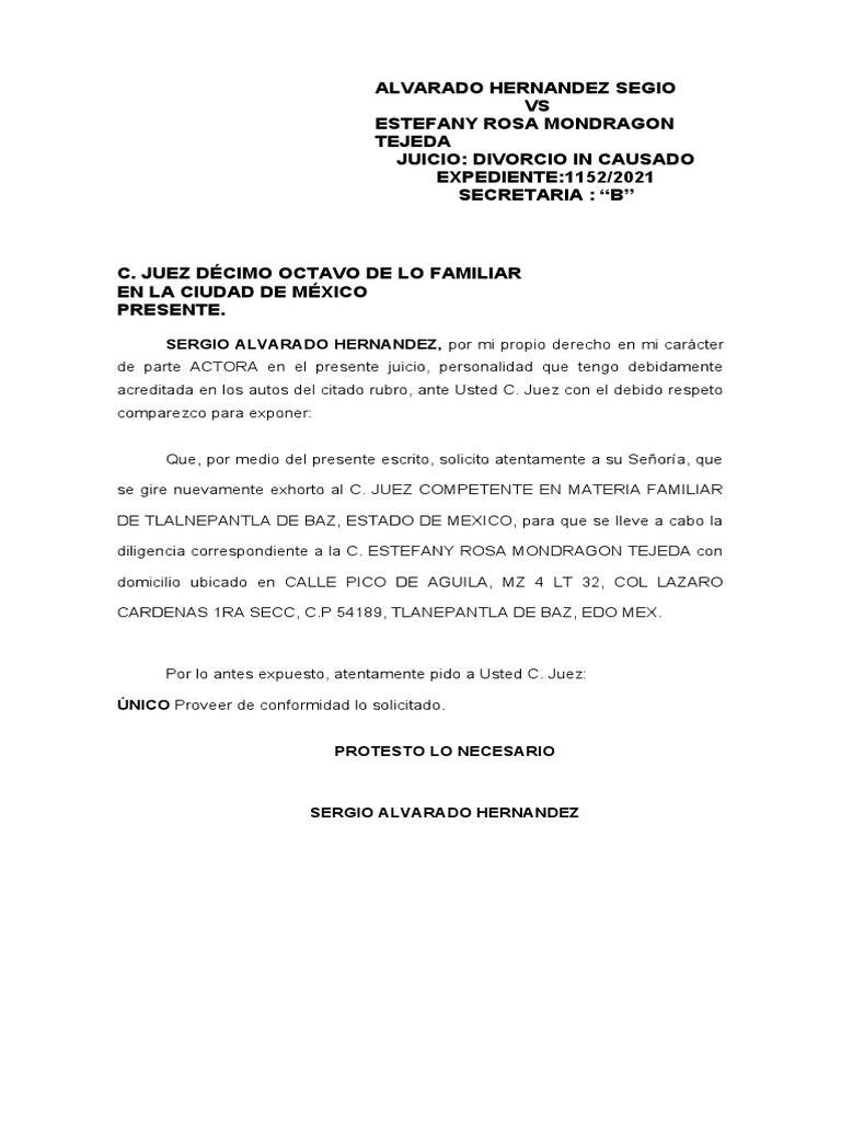 Solicitud de Exhorto | PDF