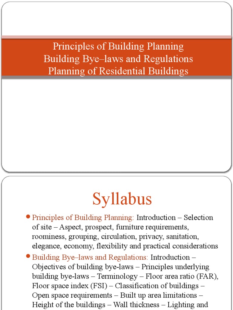 Principles of Building Planning Overview | PDF | Wall | Room