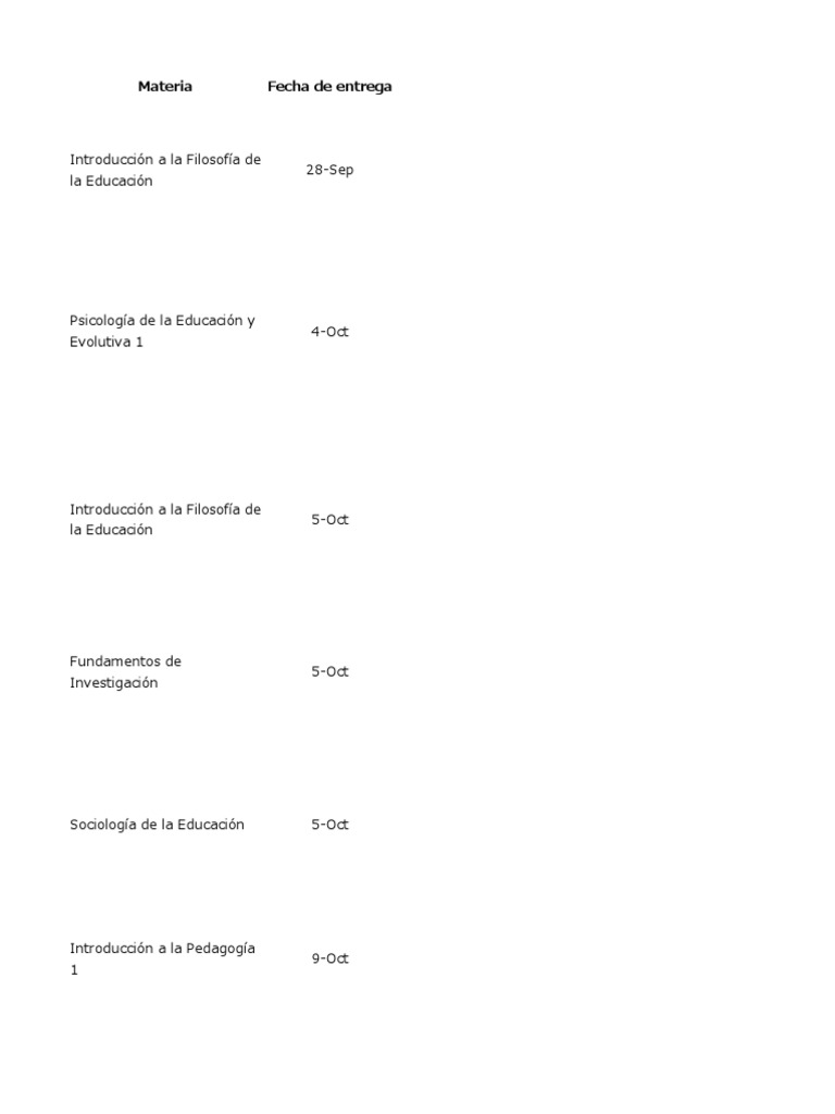 Calendario de Entregas Oct-Dic | PDF | Platón | Conocimiento Calendario de Entregas Oct-Dic | PDF | Platón | Conocimiento