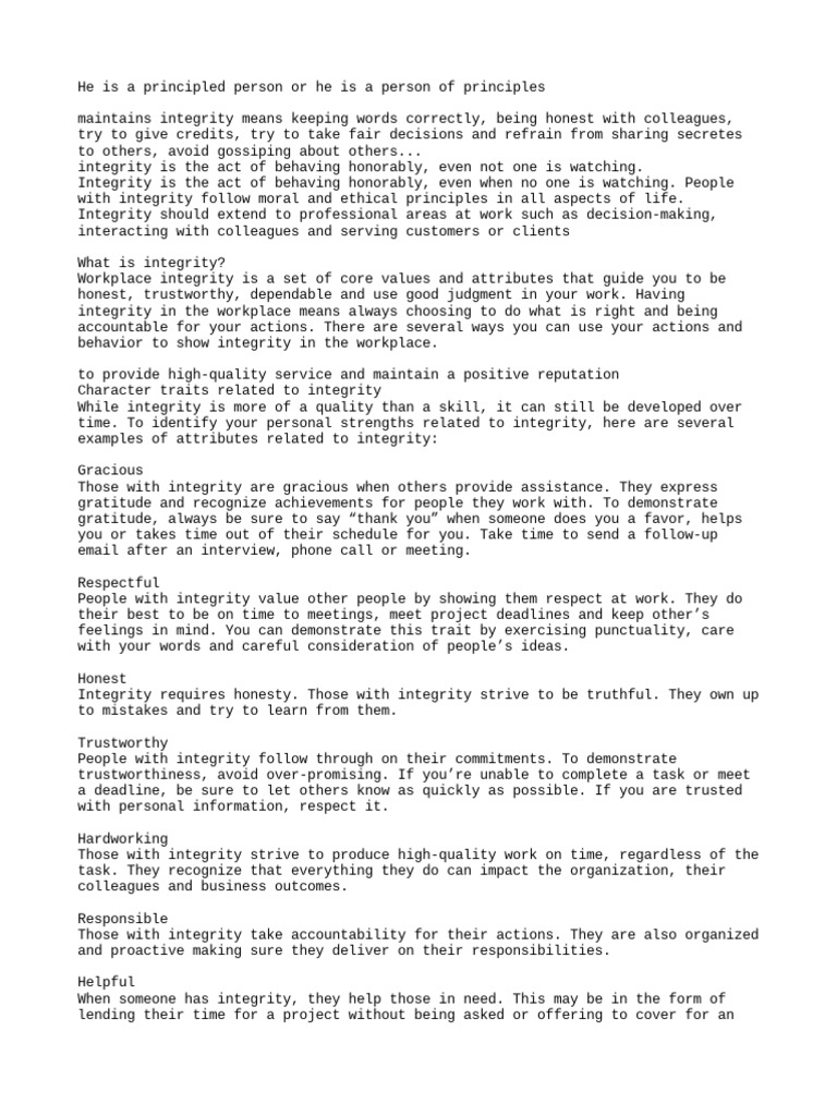 Integrity | PDF | Integrity | Leadership