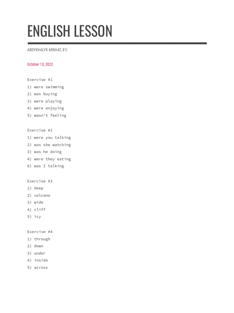 Engish Lesson For Oct. 13 | PDF