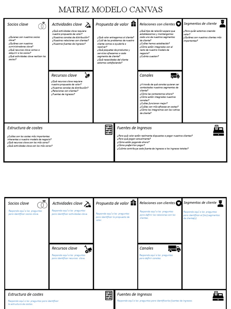 Plantilla Matriz Modelo CANVAS | PDF | Cliente | Business