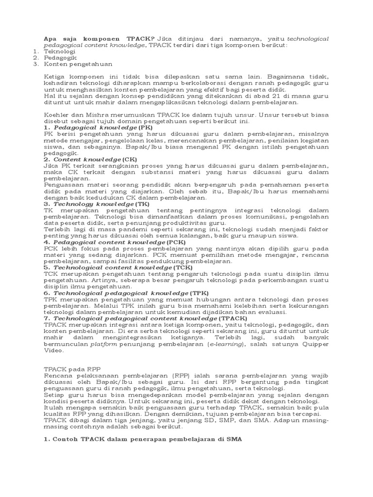 Apa Saja Komponen TPACK | PDF