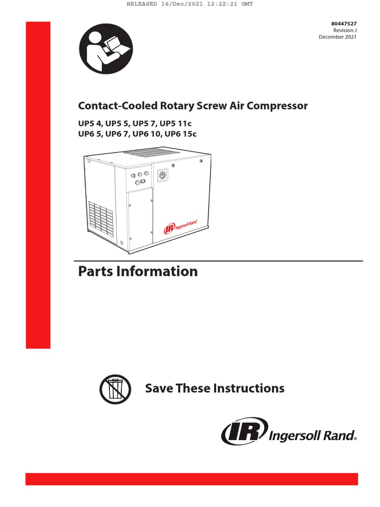Parts Information: Contact-Cooled Rotary Screw Air Compressor | PDF ...