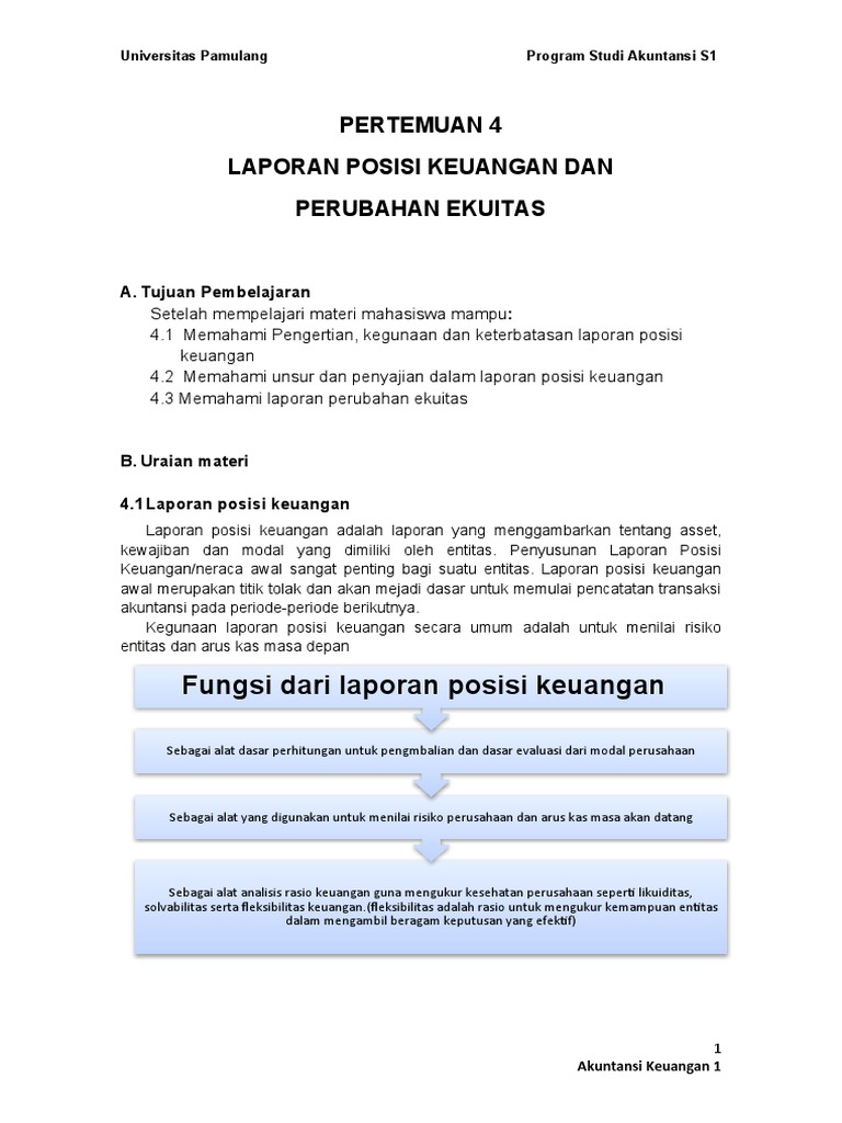 Pertemuan 4. LAPORAN POSISI KEUANGAN DAN PERUBAHAN EKUITAS | PDF | Pengelolaan Keuangan & Uang ...