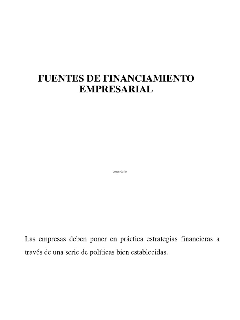 6 Fuentes De Financiamiento Empresarial Descargar Gratis Pdf Bancos