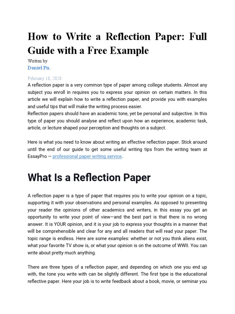 How To Write A Reflection Paper | PDF | Essays | Experience